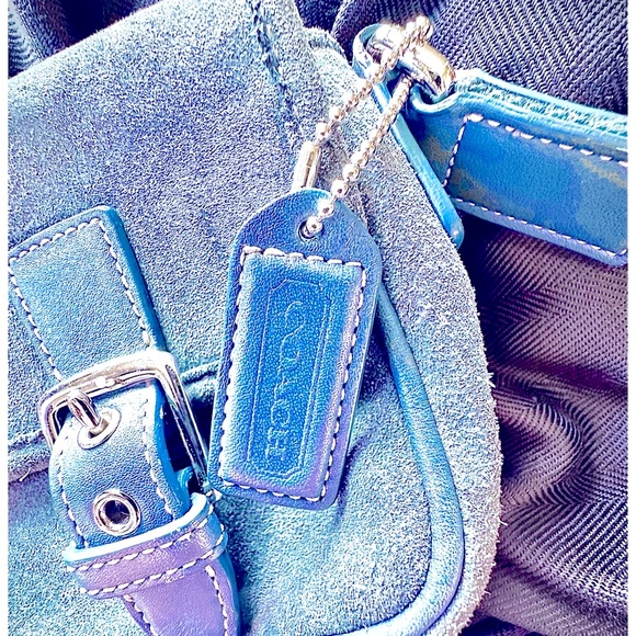 Coach | Bags | Coach Blue Suede Crossbody Excellent Used Condition Mint ...